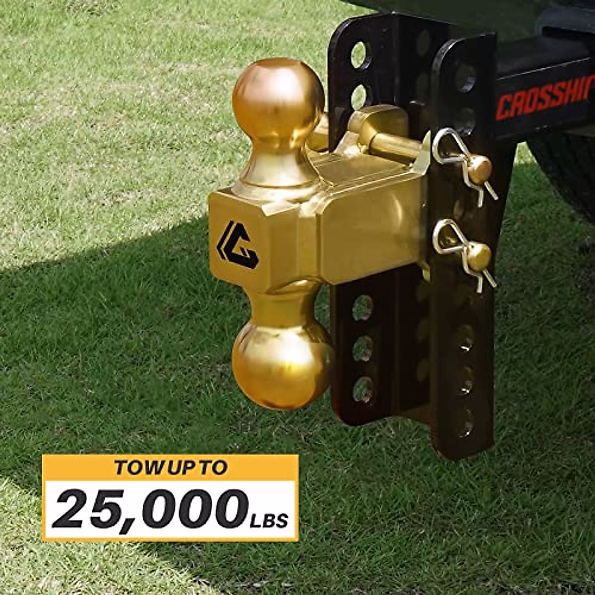 CROSSHIP Adjustable Trailer Hitch Ball Mount - Fits 2'' Receiver, 6Inch Drop/Rise Drop Hitch with 2'' & 2-5/16'' Solid Dual Balls 25,000 lbs Capacity- Tow Hitch for Heavy Duty Truck with Double Pins