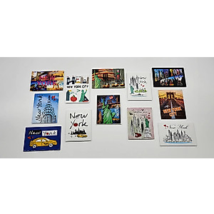 12 Set NYC (New York City) Large Photo Souvenir Fridge Magnets with Classic & Artistic Designs 2.5 x 3.5 inch – Pack of 12