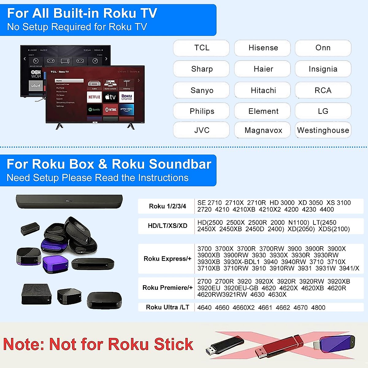 Pack of 2 Universal Remote for Roku Remote, for Roku Player Remote, for Roku TV Remote, for Roku Box 1 2 3 4, Roku Express, Roku Premiere, Roku Ultra, for TCL Hisense Onn Roku TV with Anti-Lost Case