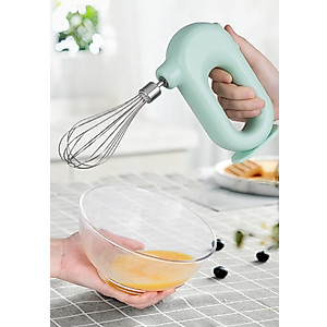 Wynboop MINI Household Cordless Electric Hand Mixer,USB Rechargable Handheld Egg Beater with 2 Detachable Stir Whisks 4 Speed Modes,Baking At Home For Kitchen,Lightweight Portable(Green)