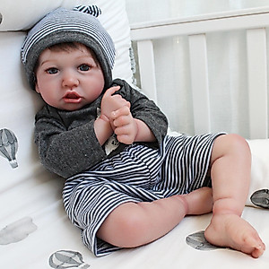 ZIQUE 20 Inch Lifelike Reborn Baby Doll, Realistic Baby Doll Weighted Newborn with Soft Cloth Body, Poseable Full Vinyl Limbs, Real Life Baby Boy Complete Gift Set for Children and Collectors