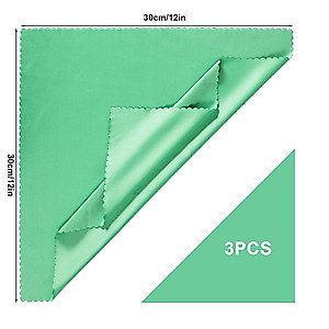 3pcs 12x12inch Instruments Cleaning Cloths, Universal Soft Microfiber Clean Cloths String Instrument Polishing Cloth for Guitar Violin Piano Brass Trumpet Sax Flute (Green)