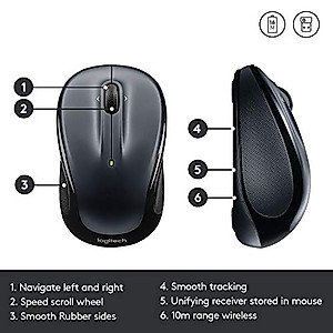 Logitech M325 Wireless Mouse Dark Silver