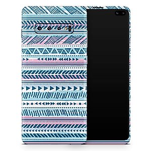 DesignSkinz Pink to Blue Tribal Sketch Pattern Protective Vinyl Decal Wrap Skin Cover Compatible with The Samsung Galaxy S20 (Screen Trim & Back Glass Skin)