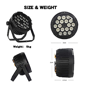 SHEHDS Par Lights IP65 Waterproof Outdoor LED 7x18W RGBWAP Lighting Stage Wash Lights DMX512 Sound Activated Fanless Muted Outside DJ Lights Party Lights