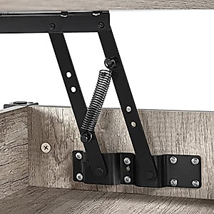 Yaheetech Gray Coffee Table, 47.5in Lift Top Coffee Table with Storage Hidden Compartment and 3 Open Shelves, Wooden Rustic Rising Center Table for Living Room