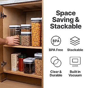 Fontaines 2-Pack Pump-Lock 3.7L Food Storage Containers - Pump to Vacuum Out Air with Locking Lid for Airtight, Leakproof Seal to Keep Food Fresh - BPA-Free, Pantry, Dishwasher, Fridge & Freezer-Safe