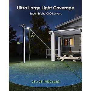 JACKYLED Solar Dusk to Dawn Light Outdoor 1000 Lumens 299 LED Solar Security Lights with Extension Cord, IP65 Waterproof Solar Powered Wall Spotlight Bright for Garden Patio Shed Carport Flag, White