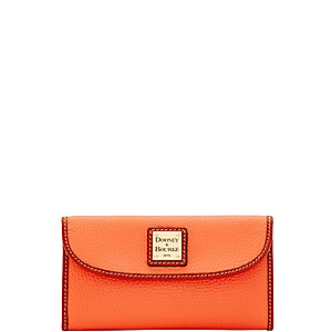 Dooney & Bourke Women's Continental Clutch in Pebble Grain Leather, Trifold Wallet with Multiple Card Holder, Red