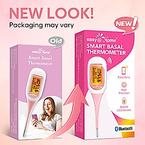 Easy@Home Smart Basal Thermometer, Large Screen and Backlit, FSA Eligible, Period Tracker with Premom(iOS & Android) - Auto BBT Sync, Charting, Coverline & Accurate Fertility Prediction EBT-300