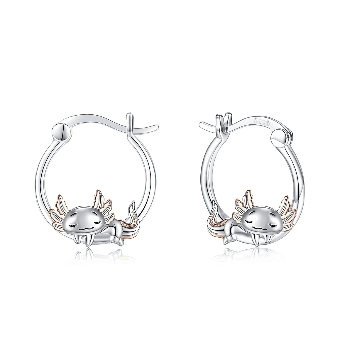 Axolotl Hoop Earrings Hypoallergenic 925 Sterling Silver Cute Animal Mexican Axolotl Earring for Women Axolotl Jewelry Gifts