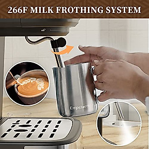 Espresso Machine 20 Bar Pump Pressure, Cappuccino Coffee Maker with Milk Foaming Steam Wand for Latte, Mocha, Cappuccino, with 2 in 1 Powder and Capsule Portafilter, Removable 1.5L Water Tank