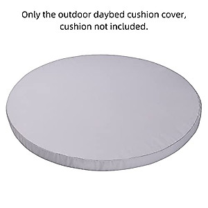 MICTONY Outdoor Daybed Cushion Cover, 66" Replacement Daybed Cover with Elastic Band, Sun Bed Cushion Cover, Outdoor Round Bed Cushion, Cover ONLY (Daybed NOT Included), Grey
