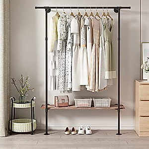 ONOTETUT Industrial Pipe Clothing Rack with Shelves,48 Inch Industrial Clothing Rack,Pipe Clothing Rack,Industrial Wall Mounted Clothes Rack,Pipe Clothes Racks for Hanging Clothes
