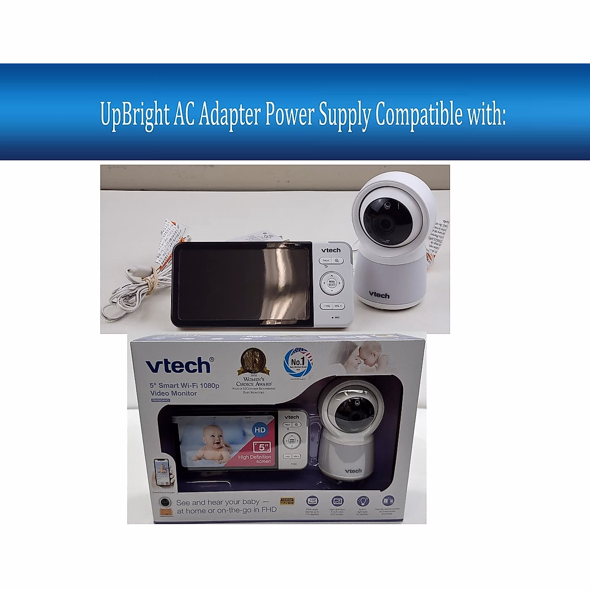 UpBright 5V AC/DC Adapter Compatible with VTech VM919HD VM919-2HD 7" Video Baby Monitor VM818HD VM818 HD RM5854HD RM5854-C 5" BU Camera PU Parent Unit VTPL VT05EUS05100 BD-0501000 Power Supply Charger