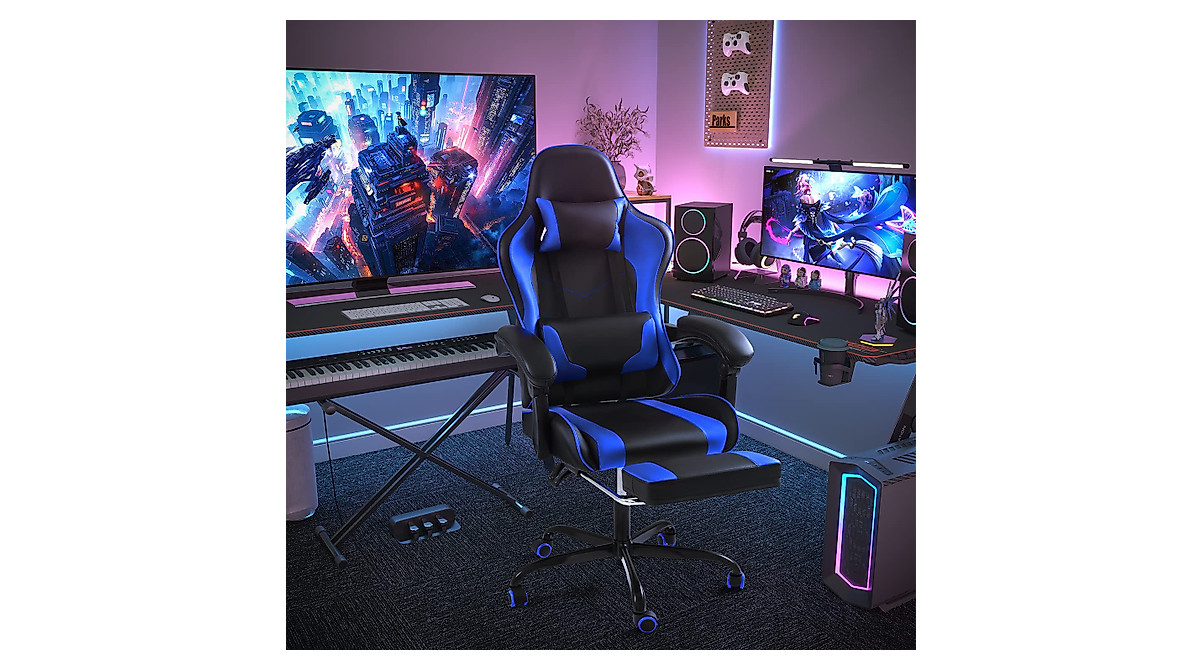Shahoo Gaming Chair with Lumbar Support & Footrest