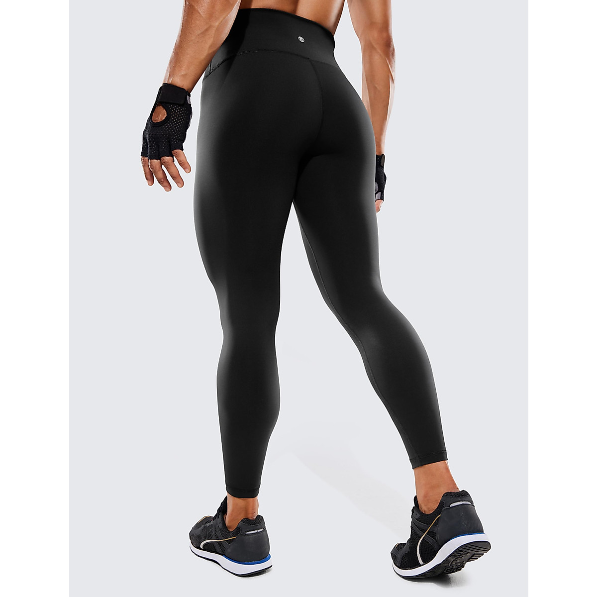 CRZ YOGA Women's Hugged Feeling Compression Leggings 25 Inches - Thick High Waisted Tummy Control Workout Pants Tights Black Small