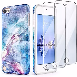 iPod Touch 7th Generation Case with 2 Screen Protectors, IDWELL iPod Touch 6 iPod 5 Case, Slim FIT Anti-Scratch Flexible Soft TPU Bumper Protective Case(Latest Model,2019 Release), Blue Fantasy Sky