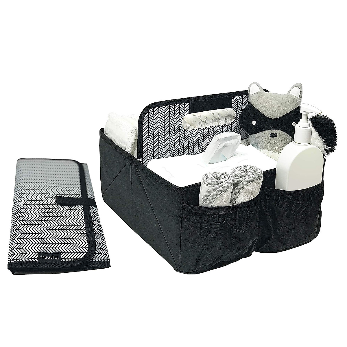 Baby Diaper Caddy and Car Organizer for Accessories: Large Portable Boy or Girl Nursery Storage Bin for Changing Table with Changing Pad: Baby Registry Shower Gift: Baby Stuff