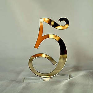 Elegant Mirror Acrylic Wedding Standing Table Numbers,Wedding Table Numbers Sign, Mirrored Wedding Table Decor (Gold, Number 1-10)