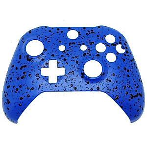 Blue 3D Splashing Faceplate Cover Textured Front Housing Shell Case, Back Cover Bottom Case, Non-Slip Back Panels Right Left Rails Rear Handle Grips Mod Kit Replacement for Xbox One S & X Controller