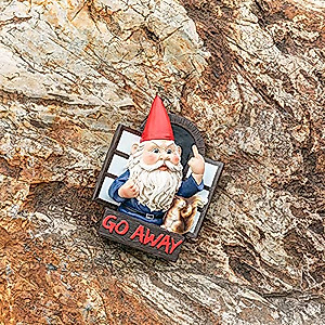 Kuti Cute and Funny Garden Gnomes Grumpy Gnomes Statue Garden Sculpture Gnomes Outdoor Fun Lawn Gnomes Decoration Fairy Garden Decorative Wall Panels (Go Away)