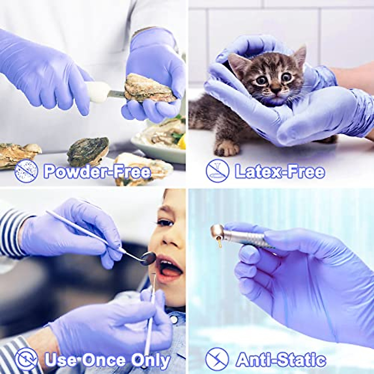 Vaingarb Nitrile Exam Gloves 100 Count Medium Purple Disposable Medical Gloves Case of Bulk Powder Free Examination Glove