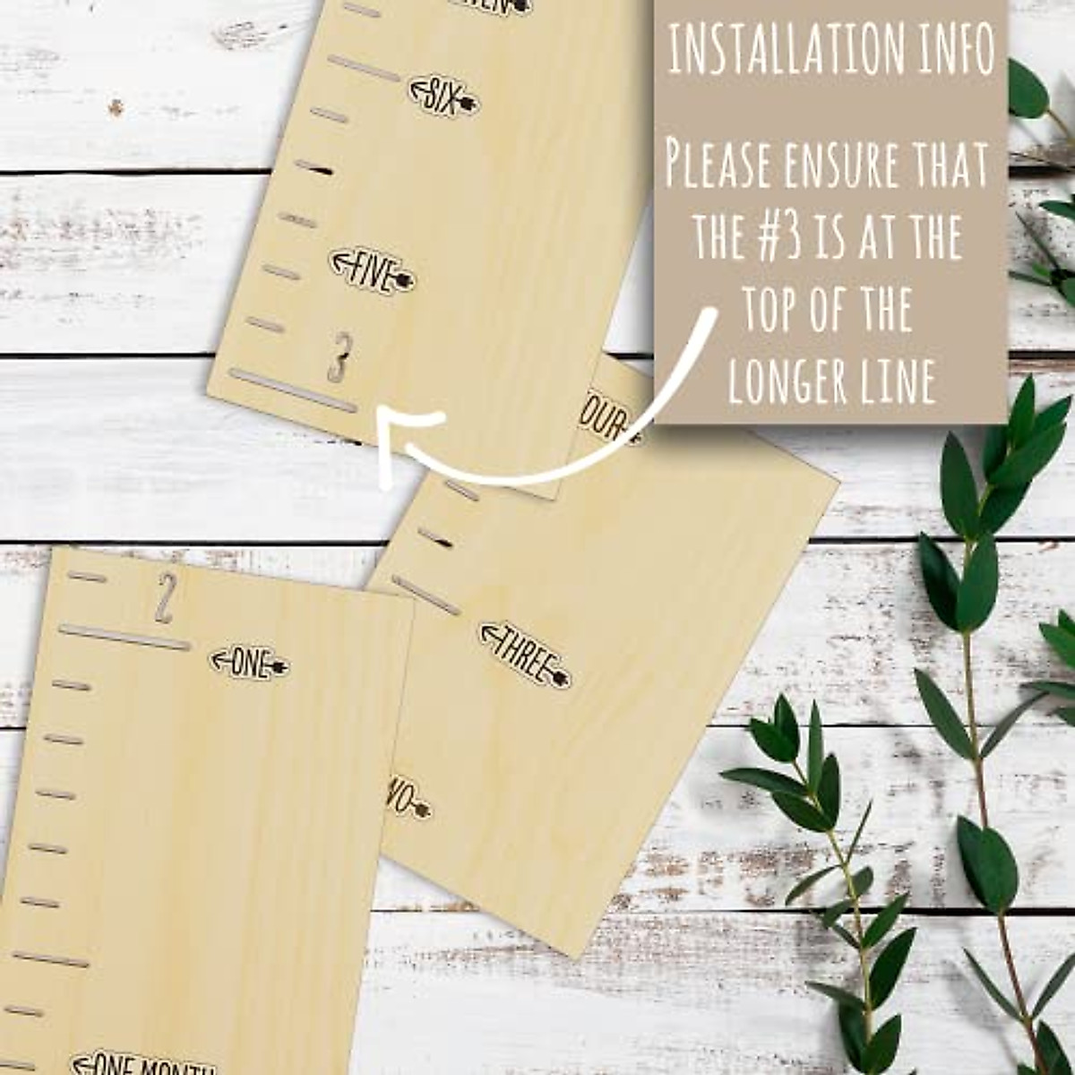 Beautiful Wooden Growth Chart for Kids - Upgraded Easy Install Version - The Perfect 6.5 ft Height Measurement Chart w Stickers to Track Your Kids Growth - Modern Boho Nursery Or Playroom Wall Decor