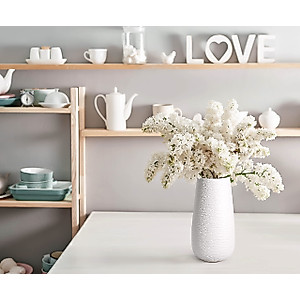 D'vine Dev 10 Inch Textured White Elegant Oval Ceramic Vase for Flowers, Home Décor Vase with Design Box, VS-LD-B-3
