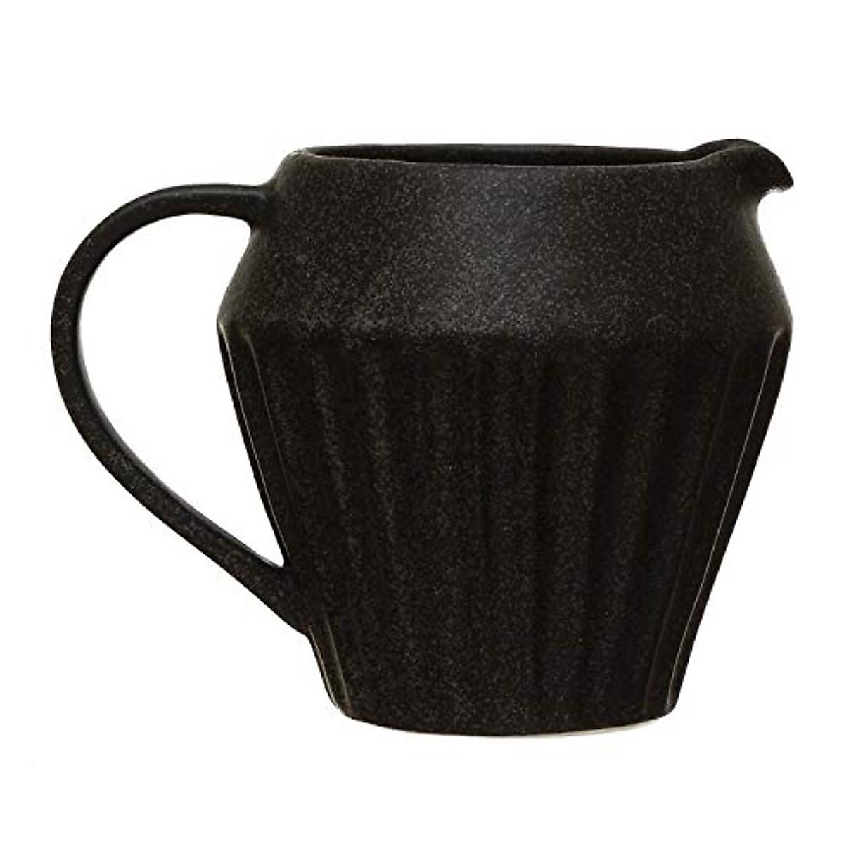Creative Co-Op 14 oz. Stoneware, Reactive Glaze, Matte Black Finish Pitcher, 4.5"
