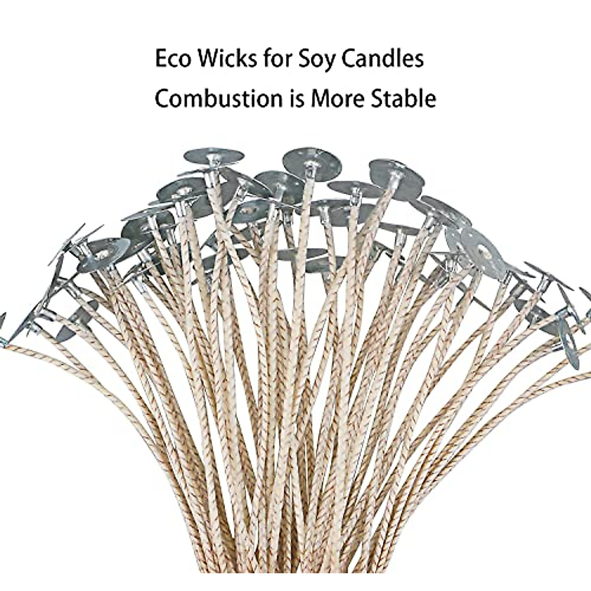 100pcs ECO Wicks for Soy Candles, 6 inch Pre-Waxed Candle Wick for Candle Making,Thick Candle Wick with Base