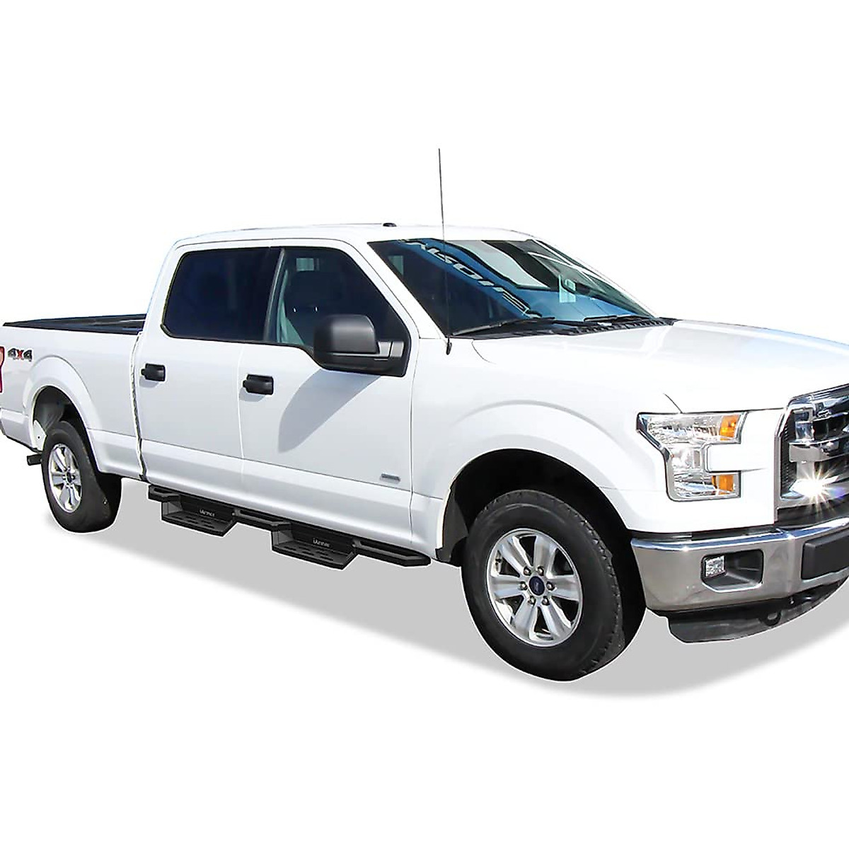 APS Stainless Steel Pocket Steps Running Boards Side Bars Compatible with Ford F150 2015-2024 SuperCrew Cab & F150 Lightning 2022-2024 & F-250 F-350 Super Duty 2017-2024 Crew Cab