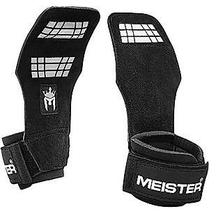 Meister Elite Leather Weight Lifting Grips w/Gel Padding (Pair) - Large/X-Large