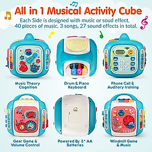 OCATO Baby Toys 12-18 Months Baby Activity Cube Infant Toys Gifts for 1 2 3 Year Old Boys Girls Kids Toddlers Learning Educational Toys All in One Baby Musical Toys for Toddlers 1-3 Birthday Gifts