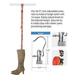 Allgawise Rainbow 6pcs Boot Hanger for Closet with Adjustable Rope - Boot Hanging Clips for Tall Boots, Cowboy Boot Rack, Hanging Shoe Organizer Space Saver