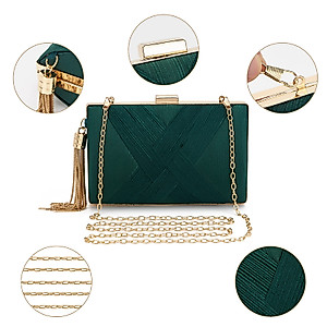 WEIMZC Women Clutch Bag for Evening, Fringed Evening Handbag,Lady Party Wedding Purse, Chain Cross Body Bag(Green)