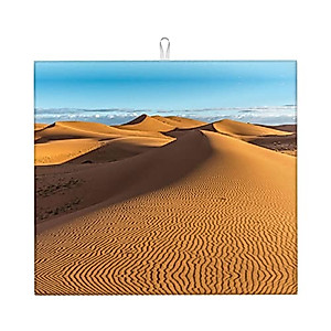 Sand Dunes in The Sahara Desert Printed Drying Mat For Kitchen Ultra Absorbent Microfiber Dishes Drainer Mats Non-Slip Silicone Quick Dry Pad - 18 X 16inch