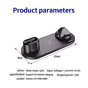 Wireless Charging Station, TZONOO 6 in 1 Fast Charging Stand for Multiple Devices, Apple Watch Series 6/SE/5/4/3/2, AirPods Pro, iPhone 14/14pro/13/13 Pro/12/12 Pro/11 Series/XS Max(Black)