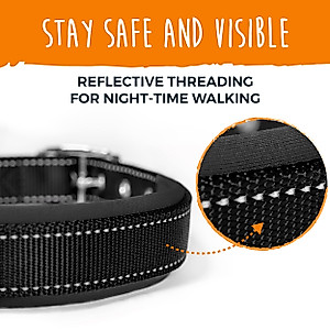 Mighty Paw Dog Collar - Padded Comfort - Neoprene Lining - High Visibility Reflective Threading - Weatherproof Nylon - Buckle Adjustable Dog Collar - Comfortable Dog Collar for All Dog Breeds