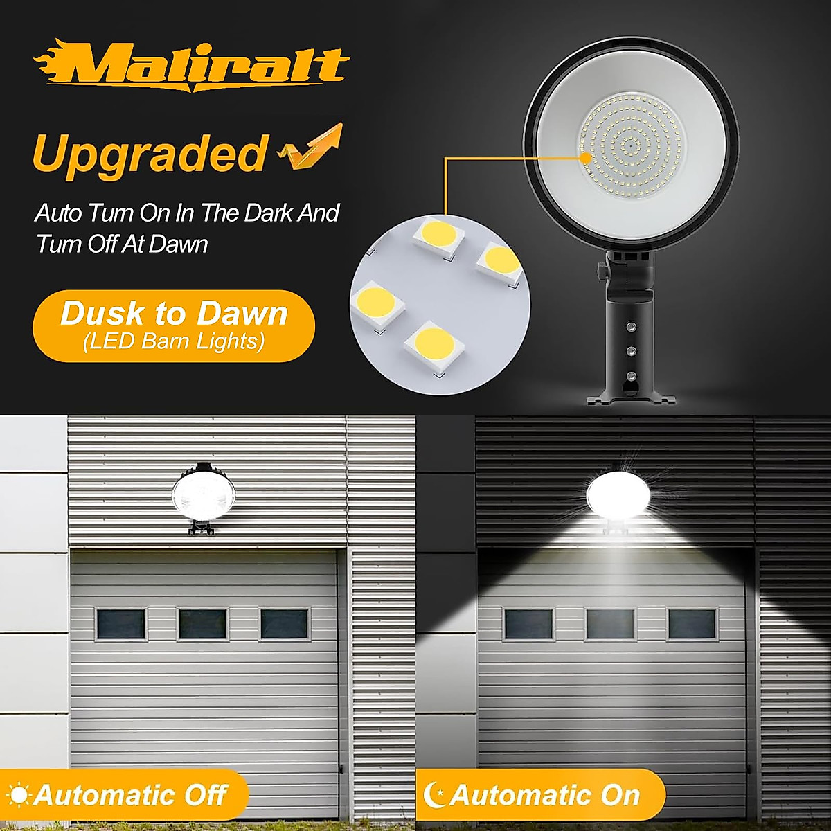 Maliralt LED Barn Light Dusk to Dawn Outdoor Lighting 150W Barn Lights Outdoor IP65 Waterproof Area Street Light for Farmhouse Barns Garage Yard Warehouse Outdoor Security Lighting