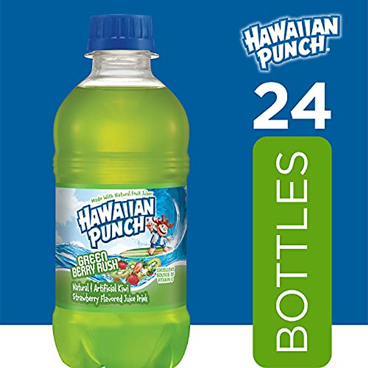 Hawaiian Punch Green Berry Rush Fruit Juice Drink, 10 Fl Oz Bottles, 24 Count (4 Packs Of 6), Ready-to-drink, On-the-go, Caffeine-free, Carbonation-free, Gluten-free, Excellent Source Of Vitamin C