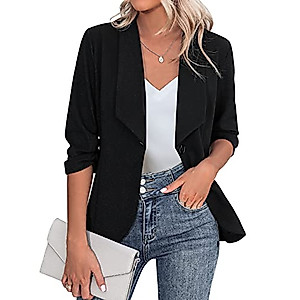 Beyove Black Blazer for Women Casual 2023 Fashion 3/4 Sleeve Blazer Jacket Fit Streyth Blazer