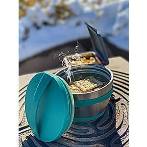 Kid Basix Safe Bowl, Reusable Stainless Steel Lunchbox Container for Adults, Thermos for Hot & Cold Food Storage, Dishwasher Safe, 16oz Teal