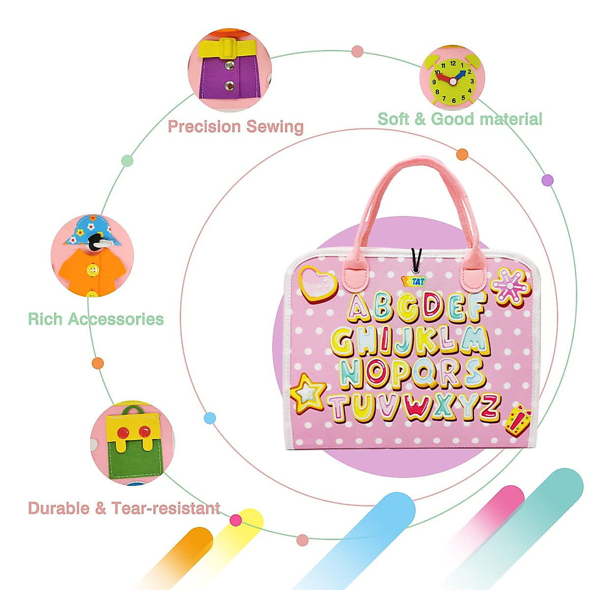 YQTAT Toys for 1 Year Old Girl, One Year Old Girl Birthday Gift, Montessori Busy Board Toddler Toys Age 1-2, Sensory Learning Toys for Toddler 1-3 Educational Busy Book Travel Toys