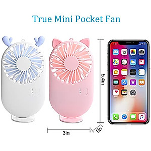 Aeergured 2 Pack Handheld Fan Mini Fan, Speed Adjustable USB Rechargeable Eyelash Fan Powerful Small Personal Portable Fan for Kids Woman Men Home Office Outdoor Travel