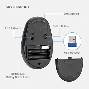 Rii Wireless Mouse RM700 2.4G Silent Mouse with USB Receiver for Laptop,PC,Mac,Chromebook,Windows (Black)