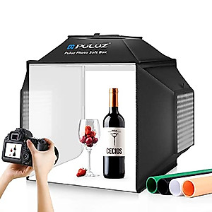 PULUZ Upgrade Light Box & Soft Box, 16"x16" Professional Shooting Tent with 480 LED Lights Photo Studio Light Box Photography with 4 Color PVC Backdrops for Jewelry and Product Photography