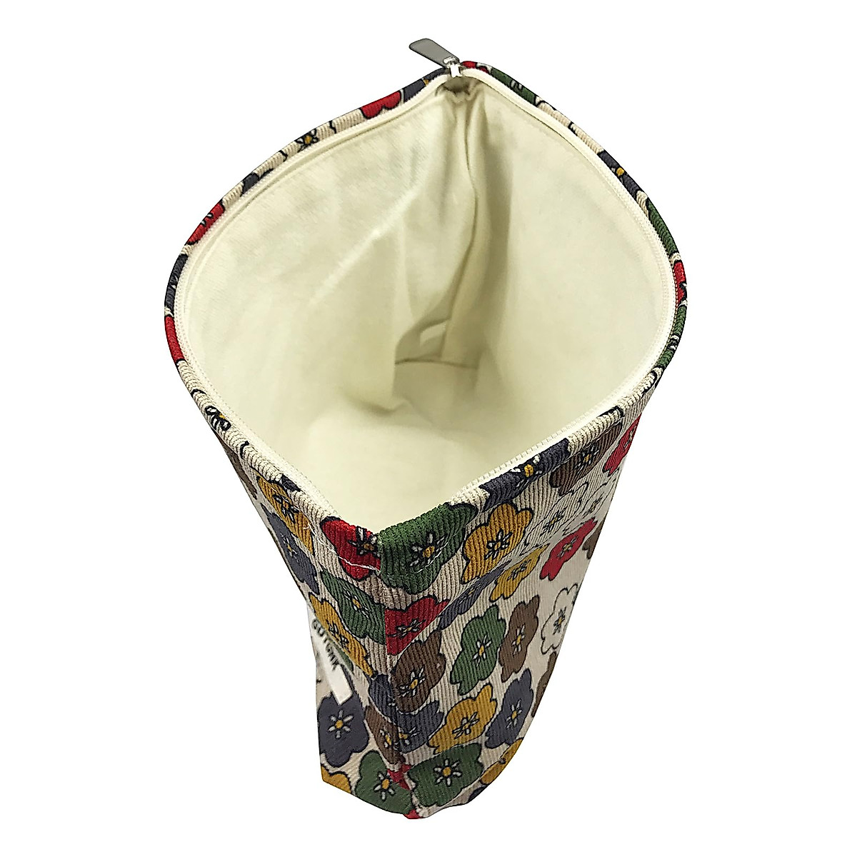 GUTGNK Women's Cosmetic Bag, Corduroy Cosmetic Bag Retro Flowers Travel Cosmetic Bag Small Cosmetic Bag Skin Care Cosmetic Change and Wash Handy Bag Zipper Organizer