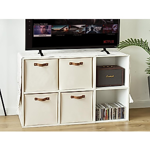 StorageWorks 45L Extra Large Fabric Storage Bins and Fabric Storage Box with PU Handles