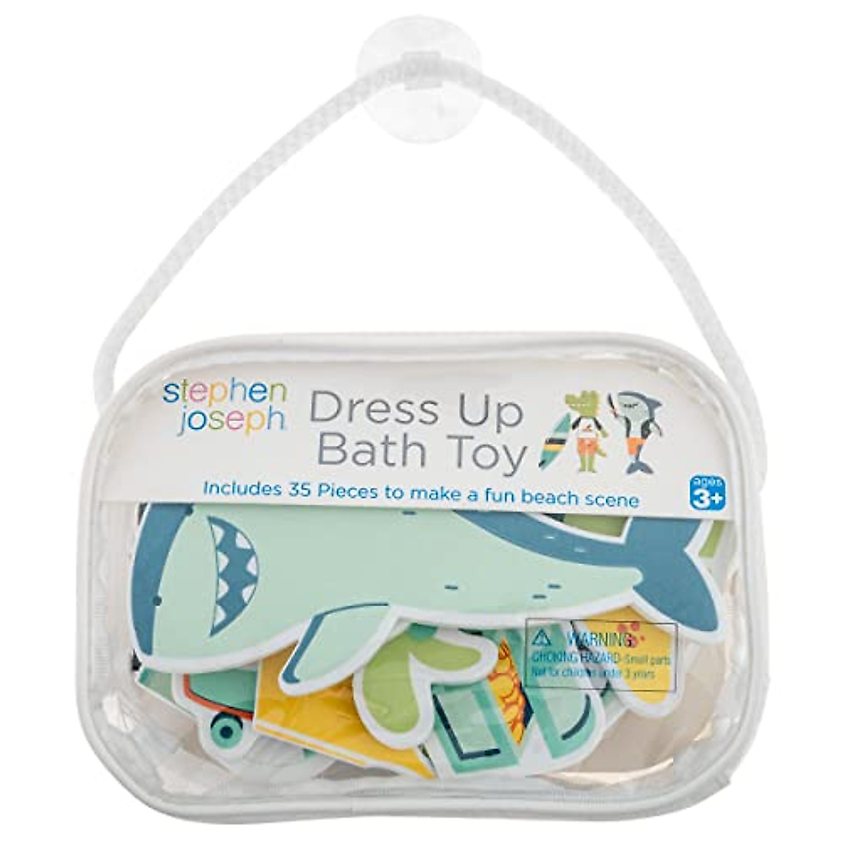 Stephen Joseph, Floating Dress-Up Foam Bath 26-Piece Toy Set, Shark/Dino, SJ1148, Small